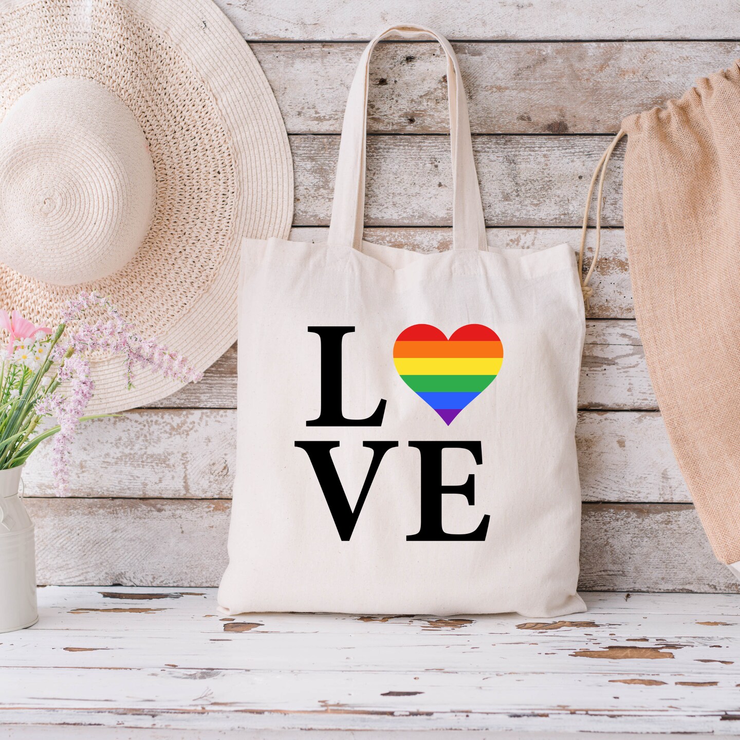 LOVE Pride Heart Canvas Tote, Equality Tote, LGBTQ Pride Tote, LGBTQ ...