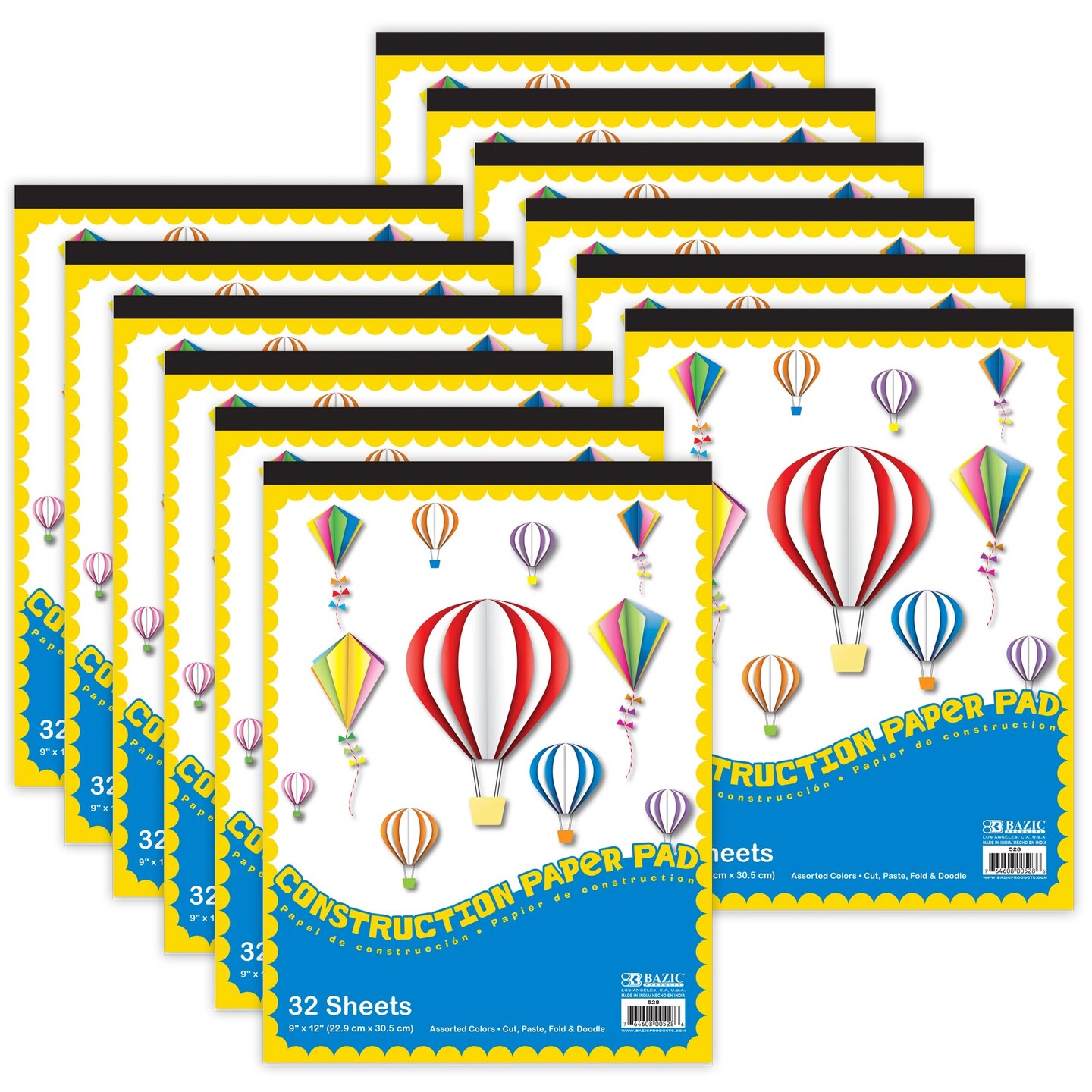 Construction Paper Pad, 9" x 12", 32 Sheets, Pack of 12 | Michaels