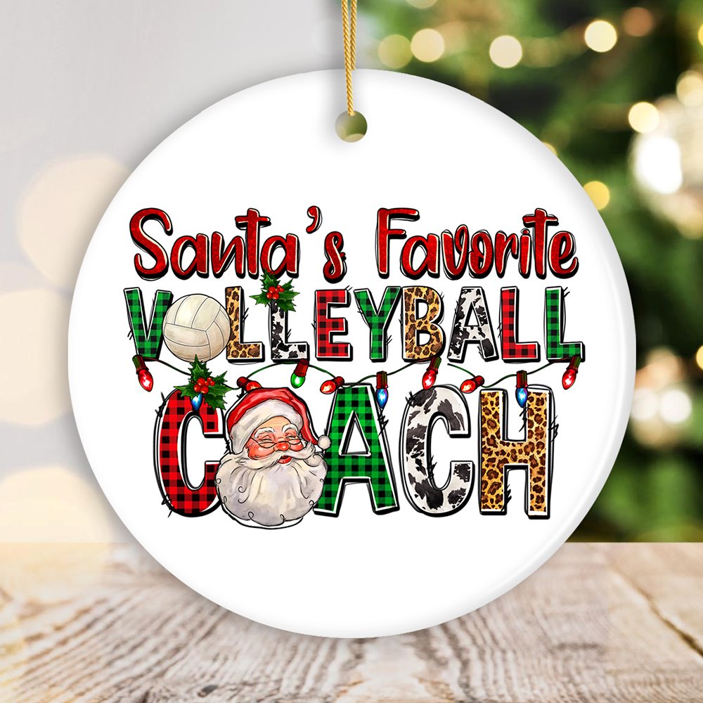 Santa’s Favorite Volleyball Coach Plaid Christmas Ornament, Model ...