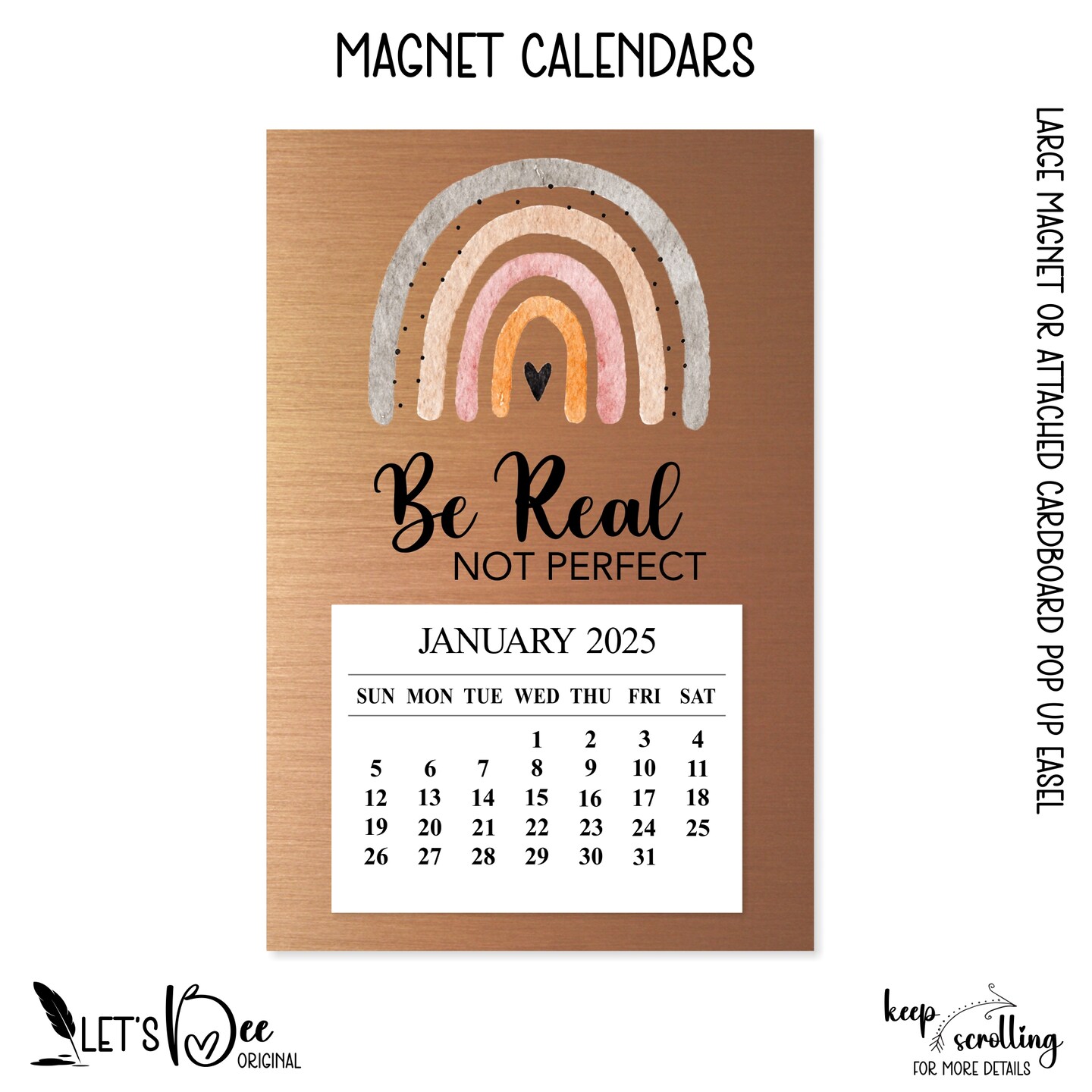 2025 Boho Rainbow Inspirational Magnet Calendar, 2025 Be Real Not ...