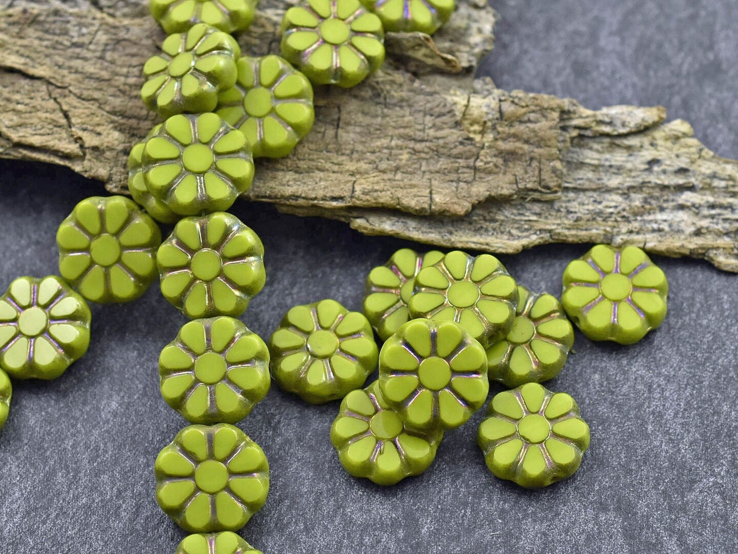 *8* 12mm Opaque Chartreuse Sliperit Cosmo Flower Beads | Michaels