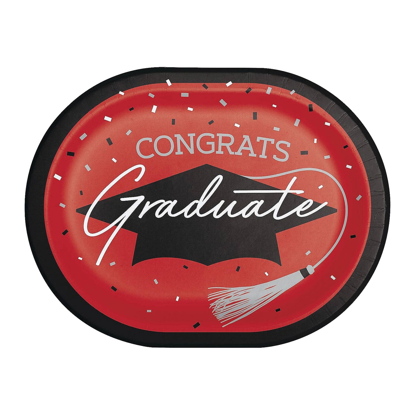 Creative Converting School Spirit Red Graduation Oval Paper Platters ...