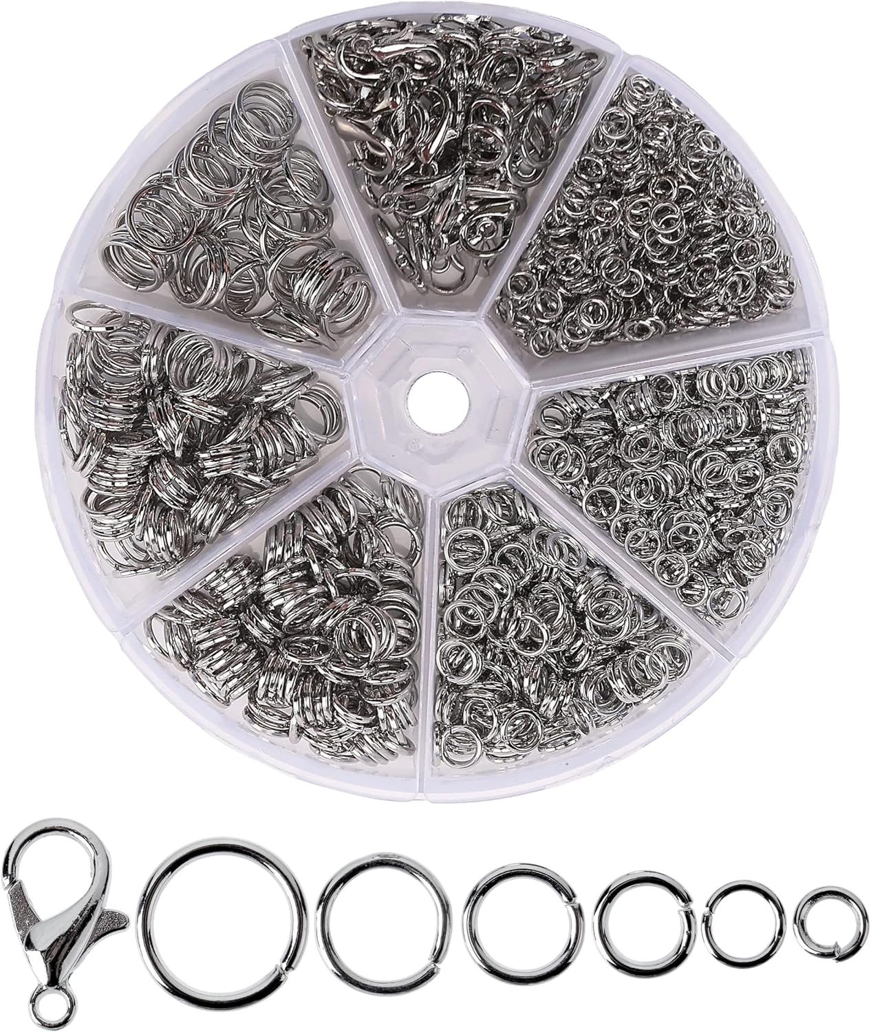 Open Jump Rings, Silver, 1014 pcs, 6 Sizes Open Jump Rings for Jewelry ...