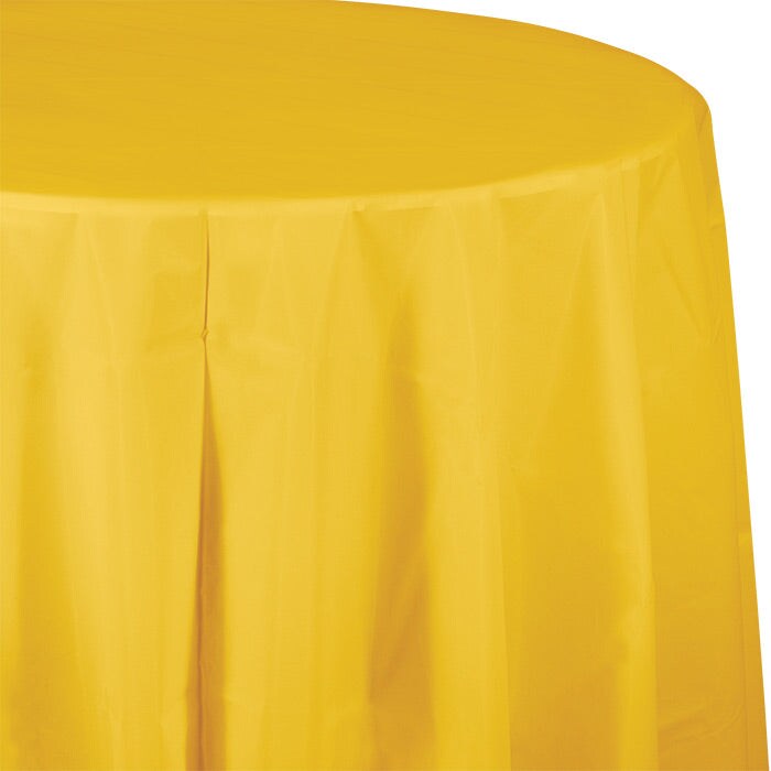 Bulk Pack of 2 School Bus Yellow Round Plastic Tablecovers, 82" | Michaels