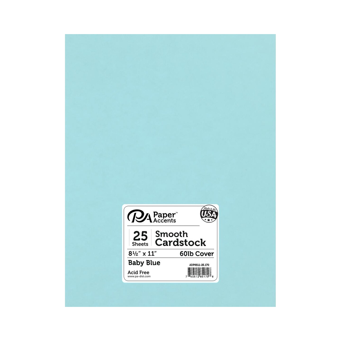 PA Paper Accents Smooth Cardstock 8.5" x 11" Baby Blue, 60lb colored ...