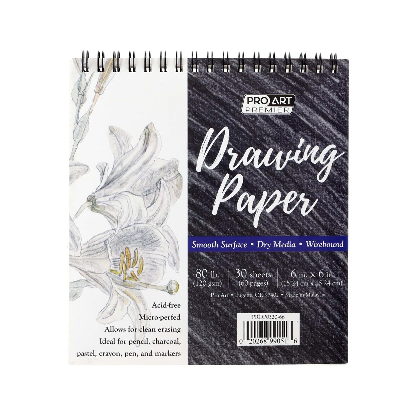 Pro Art Premium Drawing Paper Pad 6"x6" 30 sheets, 80#, Wire, Sketch ...