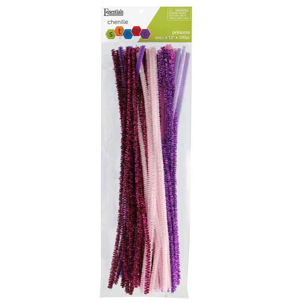 Essentials By Leisure Arts Chenille Stems Princess Astd 12" 6Mm 100Pc ...