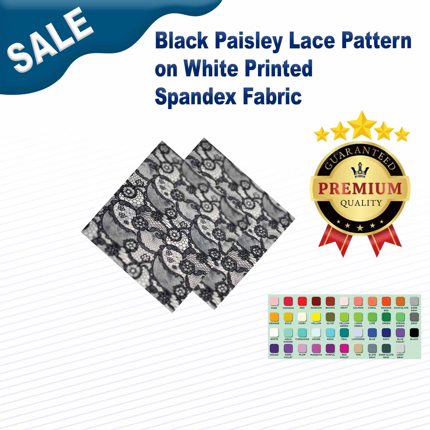 Black Paisley Lace Pattern on White Printed Spandex Fabric | Michaels