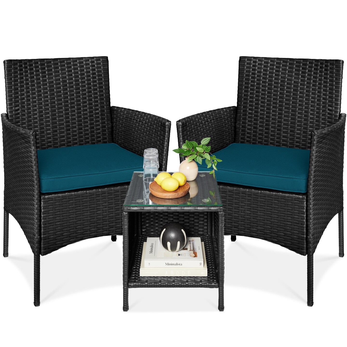 Best Choice Products 3-Piece Outdoor Wicker Conversation Patio Bistro ...