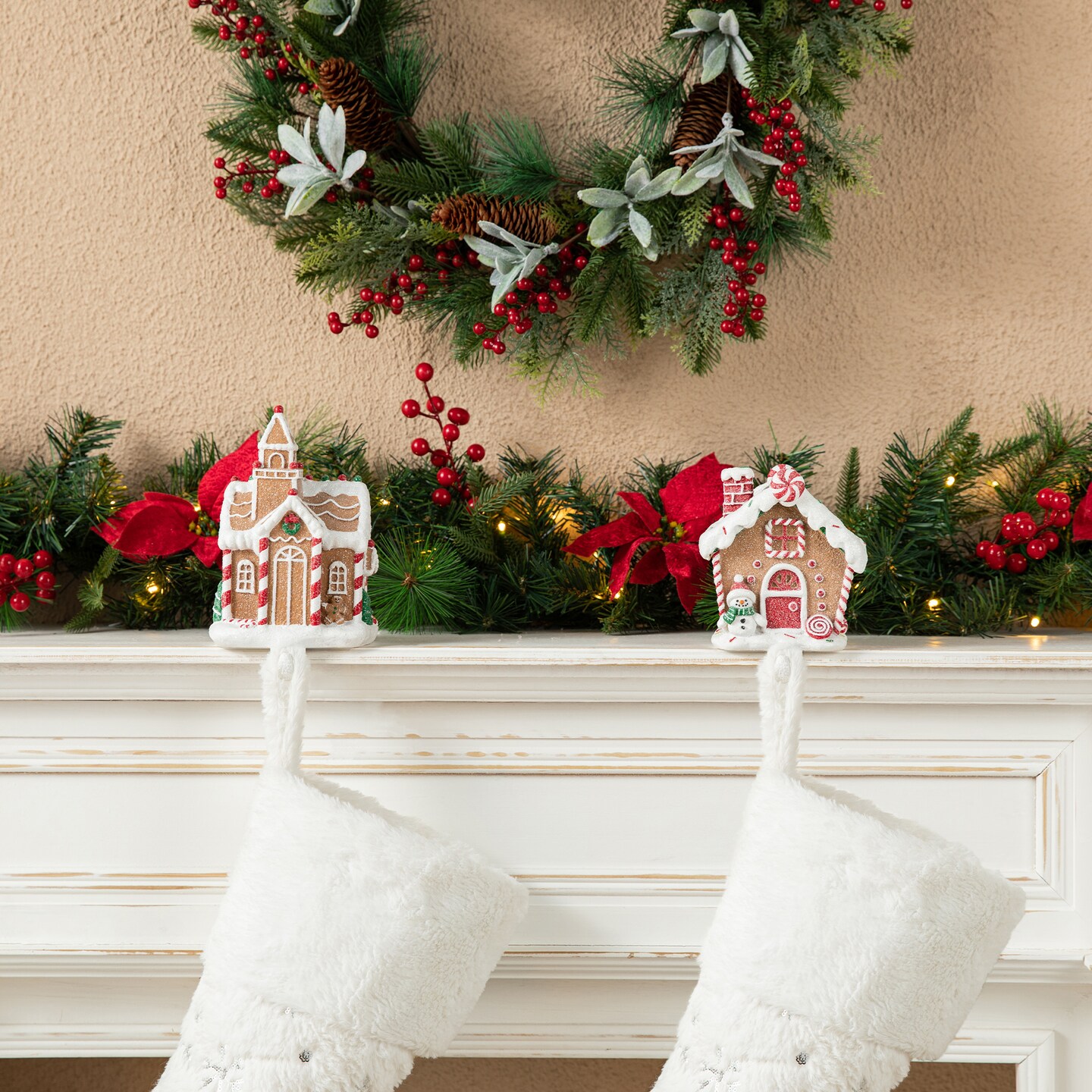 Set of 2 Resin Gingerbread House Stocking Holders | Michaels