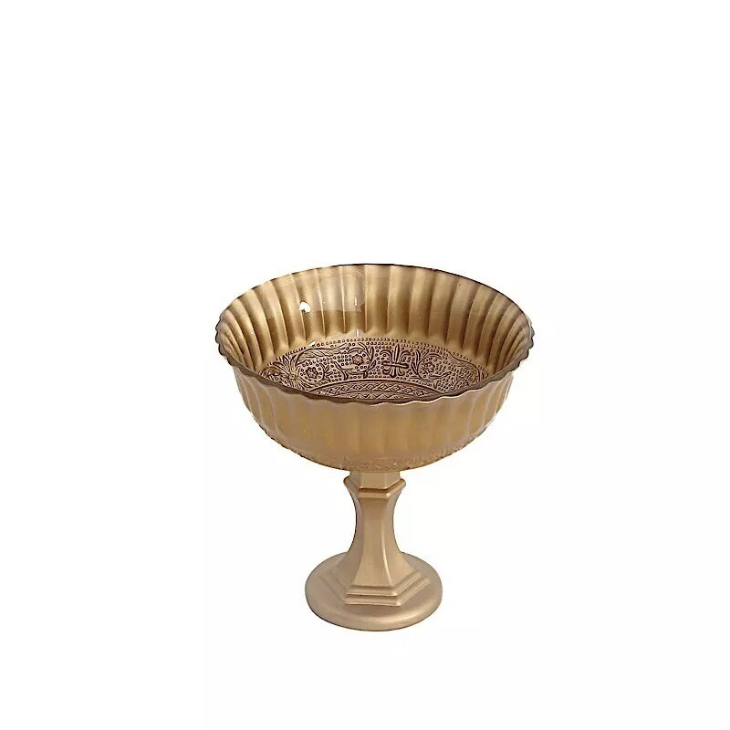 Gold 7 in Metal Compote VASE Roman Style Flower Pedestal Pot Party ...