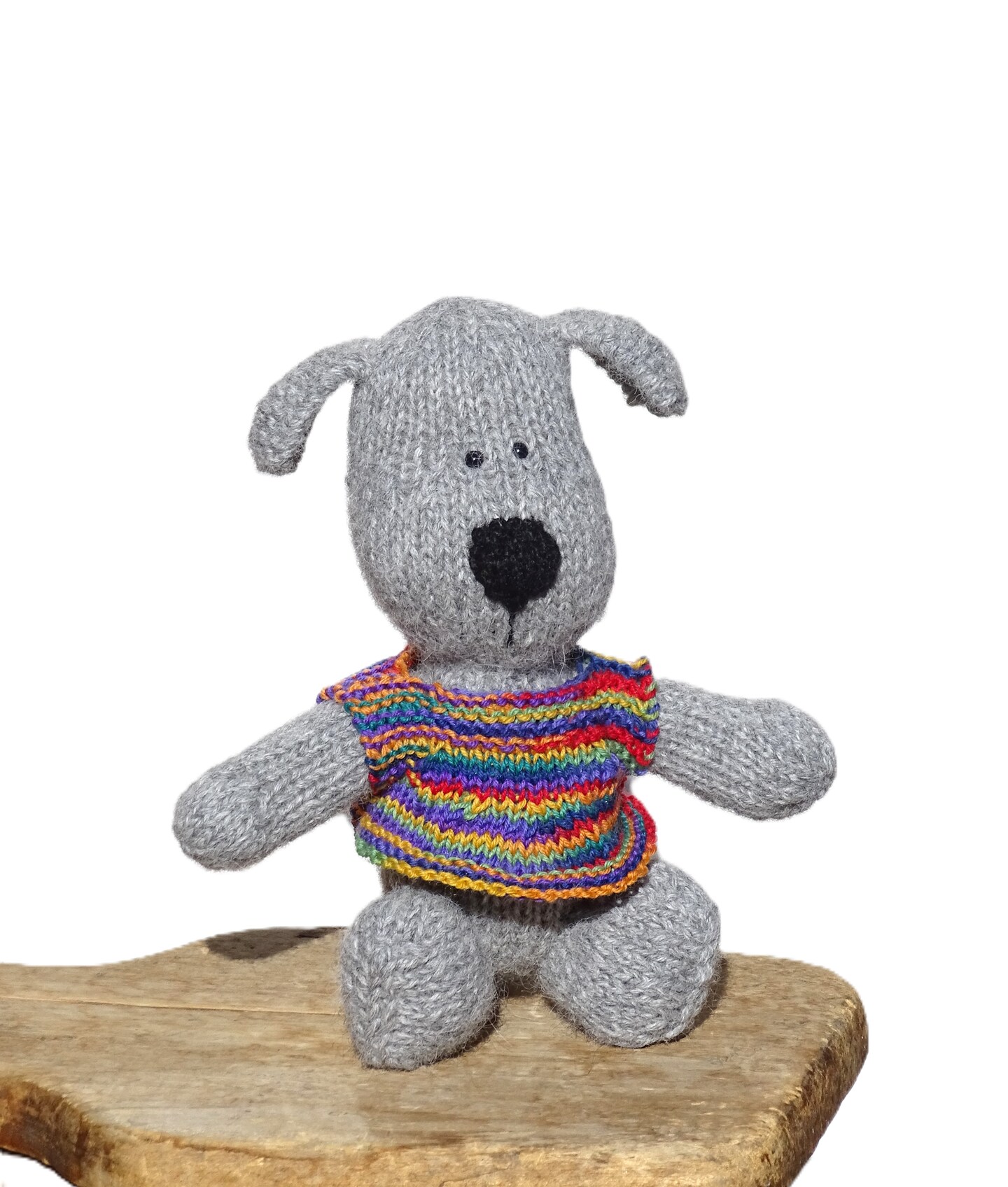 Wool Puppy, Stuffed Animal With Vest, Soft Hand Knit Toy, Baby Shower ...
