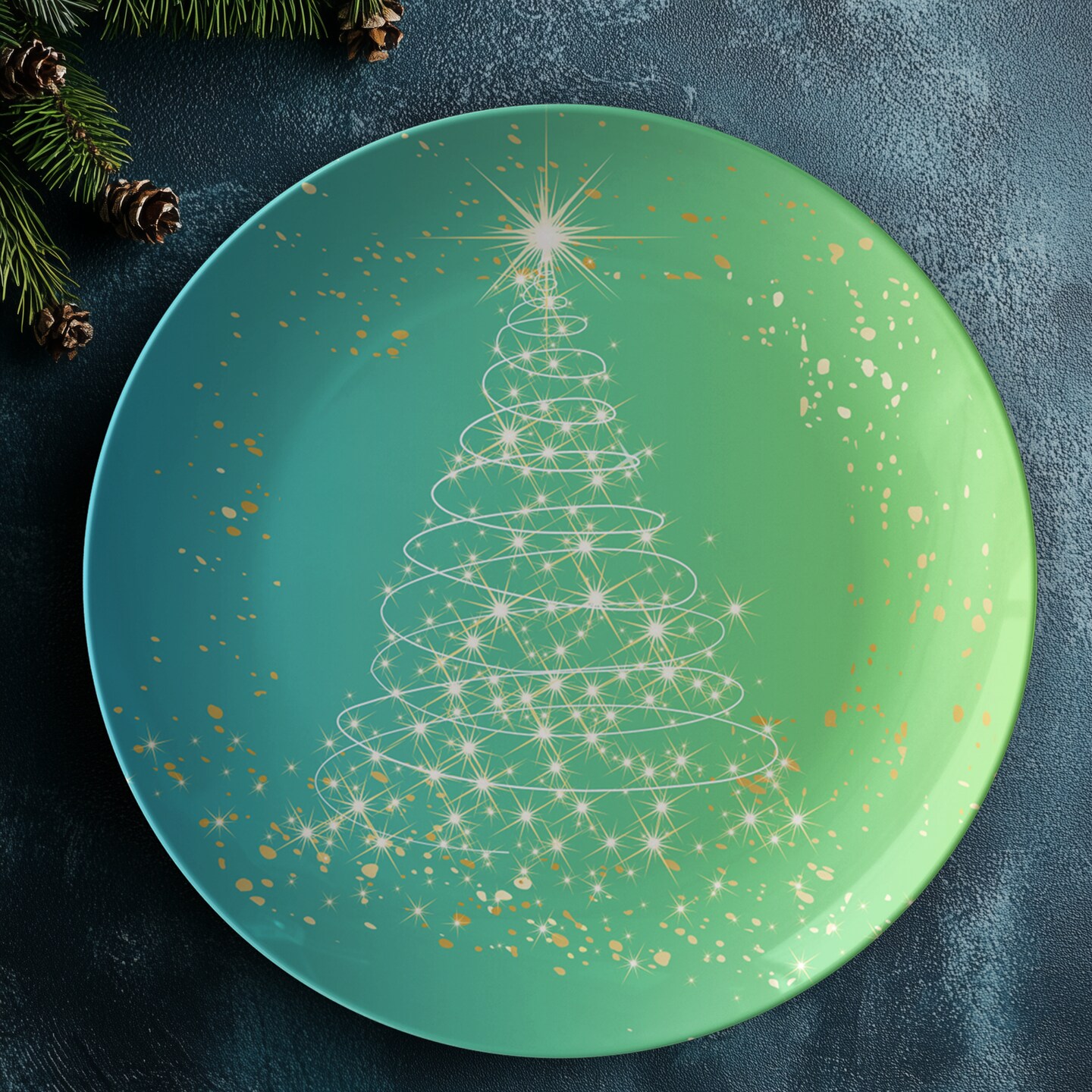Green Holiday Plate, Green Christmas Tree Plate, Green Plate, Christmas ...