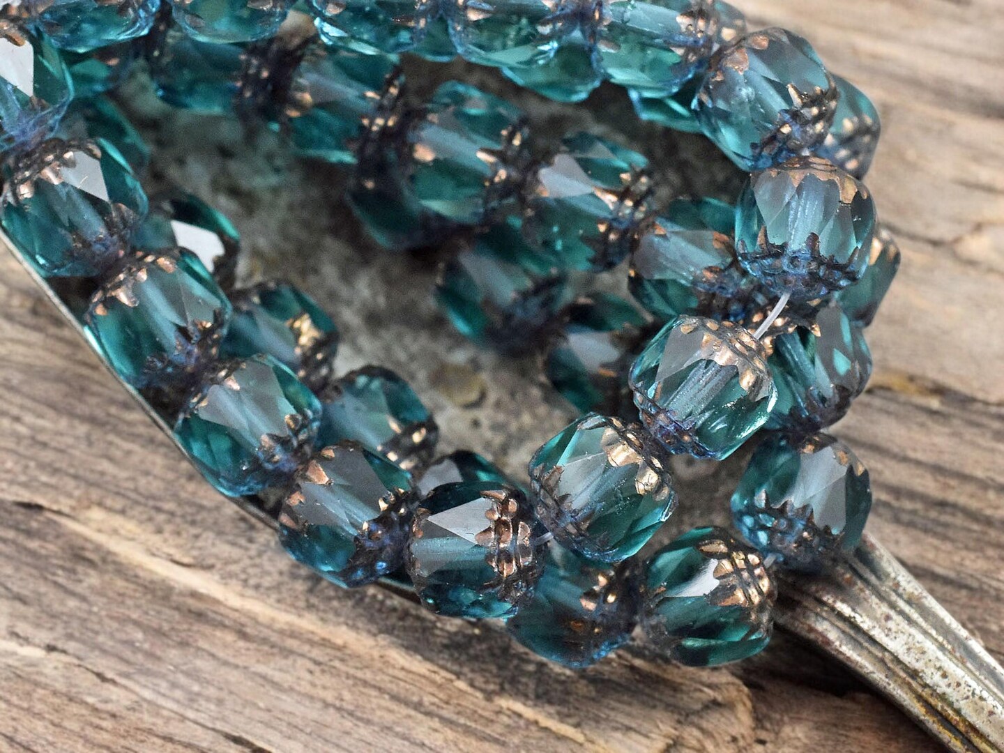 Bronze Washed Teal Fire Polished Cathedral Beads - Choose Your Size ...