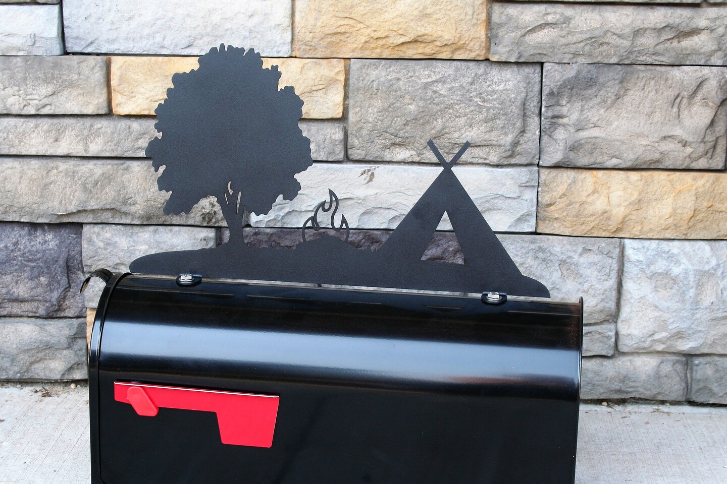Tent Camping Metal Mailbox Topper 9.5 Inches Tall - Does Not Include a ...