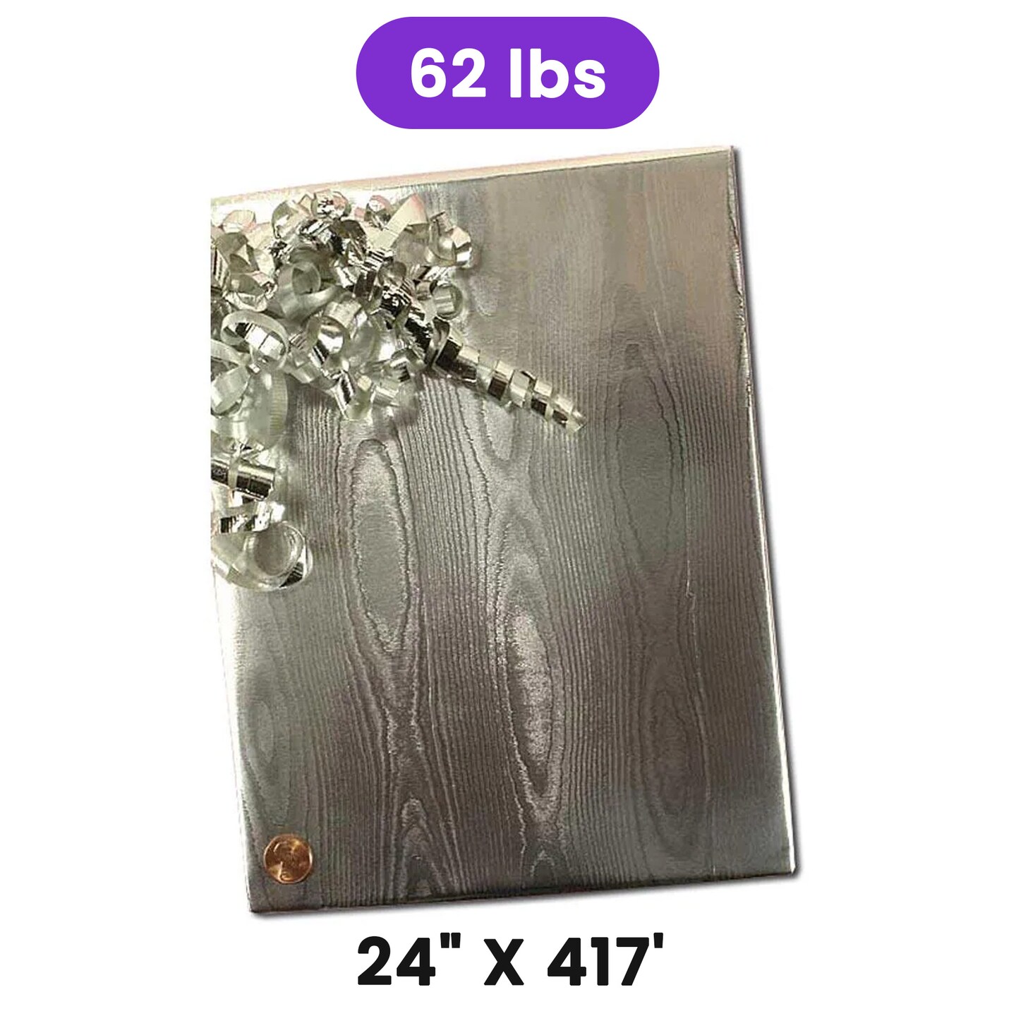 Silver Watercolor Embossed Metallic Wrapping Paper 24" x 417" Roll ...
