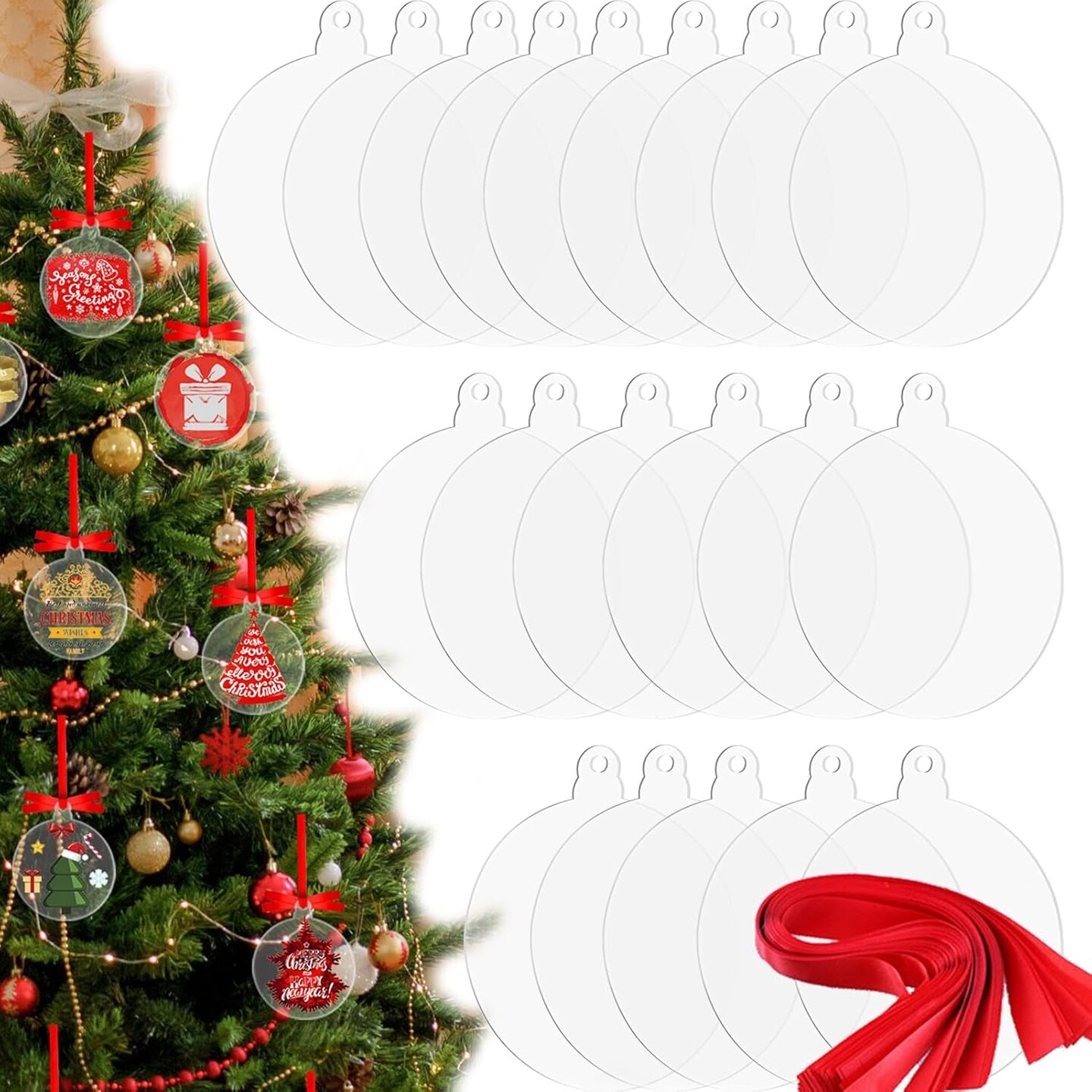 Acrylic Blanks Ornaments 20Pcs 3 Inch Clear round Acrylic Christmas ...