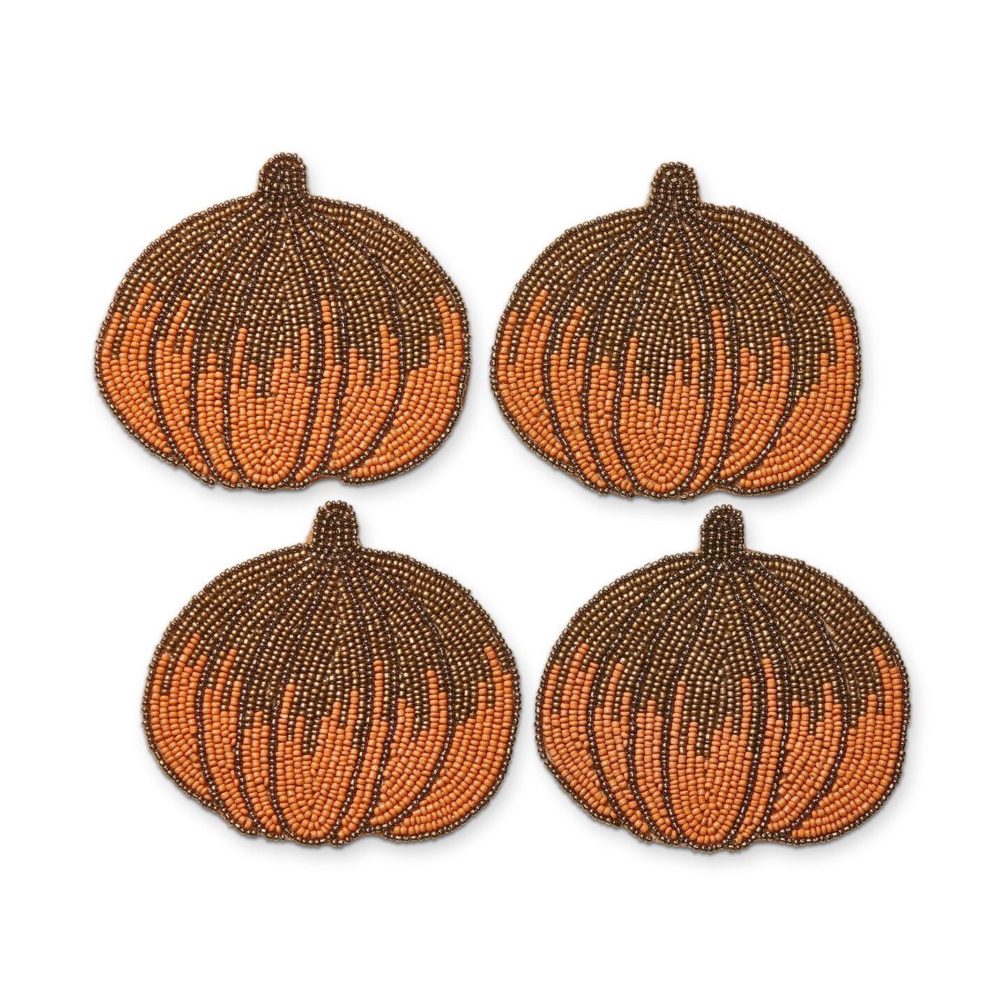 Set of 4 Pumpkin Beaded Coasters for Fall Harvest Decor - Wipe Clean ...