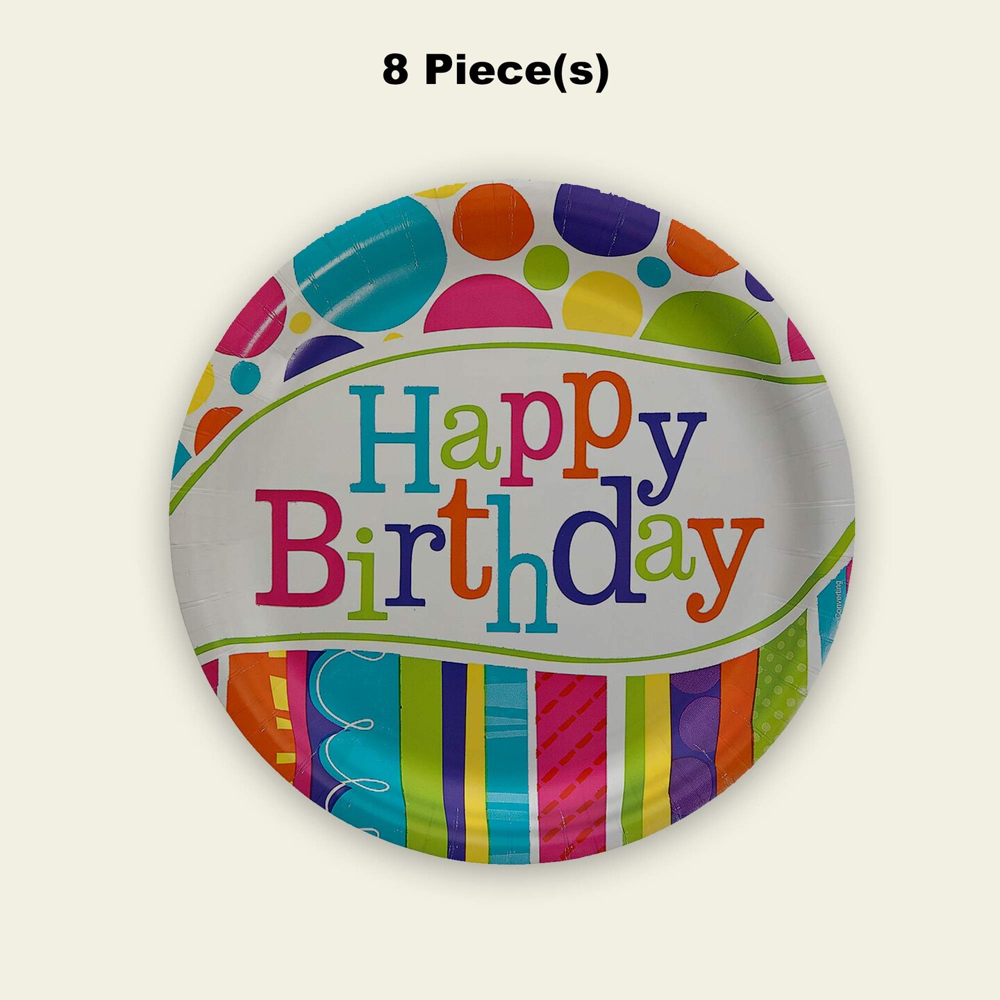 8 Count Bright and Bold Birthday Party Paper Dinner Plates 9 Inch ...