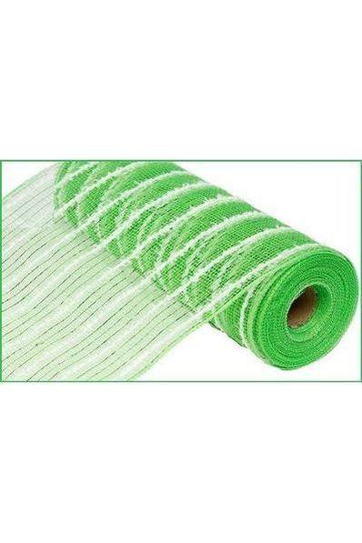 10.5" Snowdrift Poly Metallic Foil Mesh Ribbon: Lime Green White (10 ...
