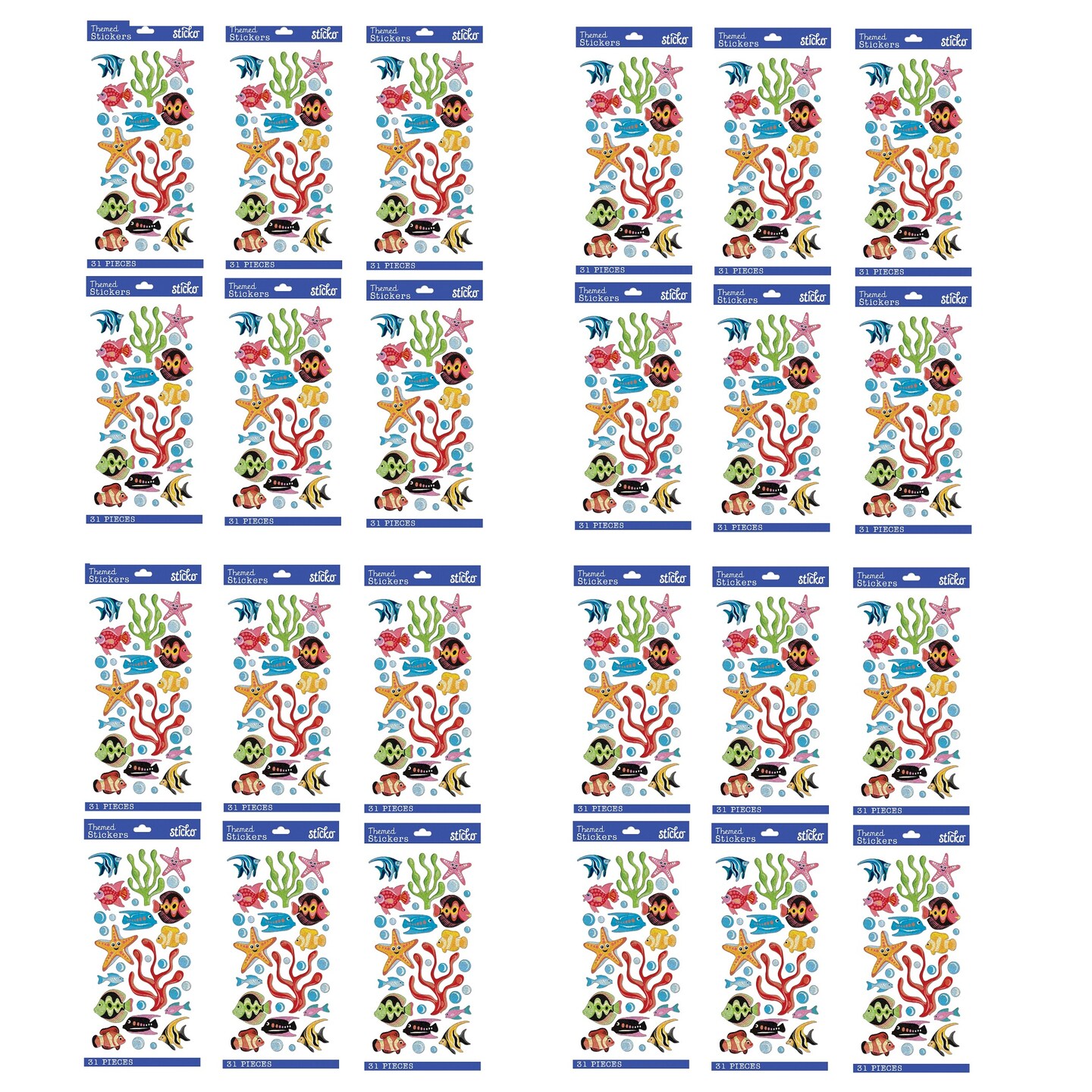 Multipack of 24 - Sticko Themed Stickers - Vellum Tropical Fish, 31pcs ...