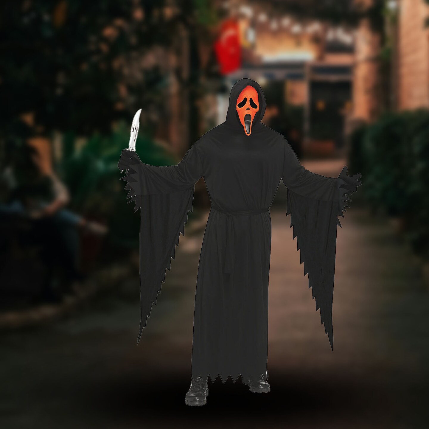 Ghost Face Fluorescent Orange Mask Black Robe Costume | Michaels