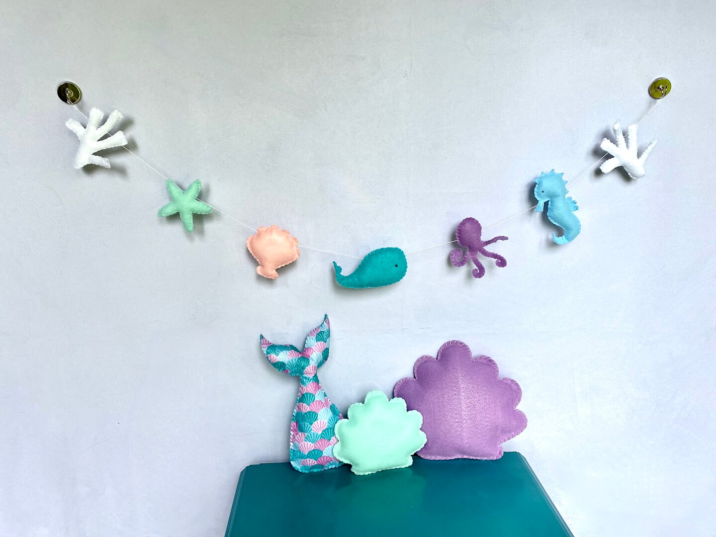 Felt Girl Ocean Animal Garland, Ocean Nursery Wall Decor, Under the Sea ...