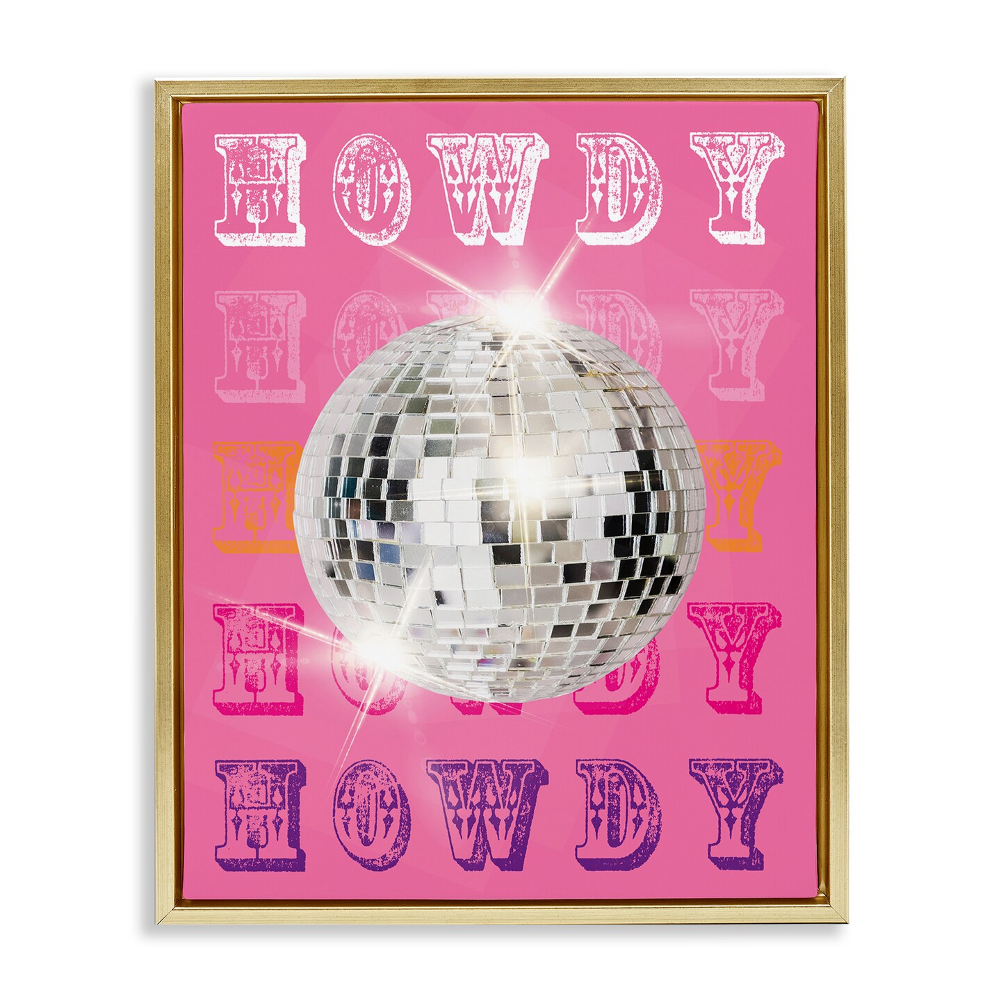 Stupell Industries Howdy Retro Disco Ball Floating Frame Design by ...