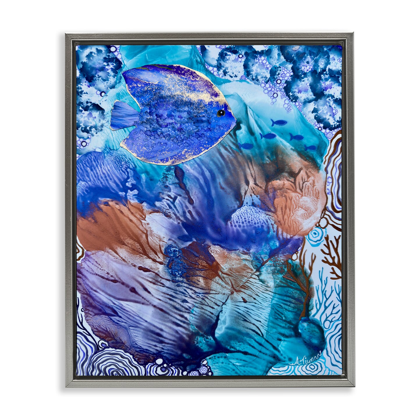 Stupell Industries Underwater Fish Sea Life Floating Frame Design by ...