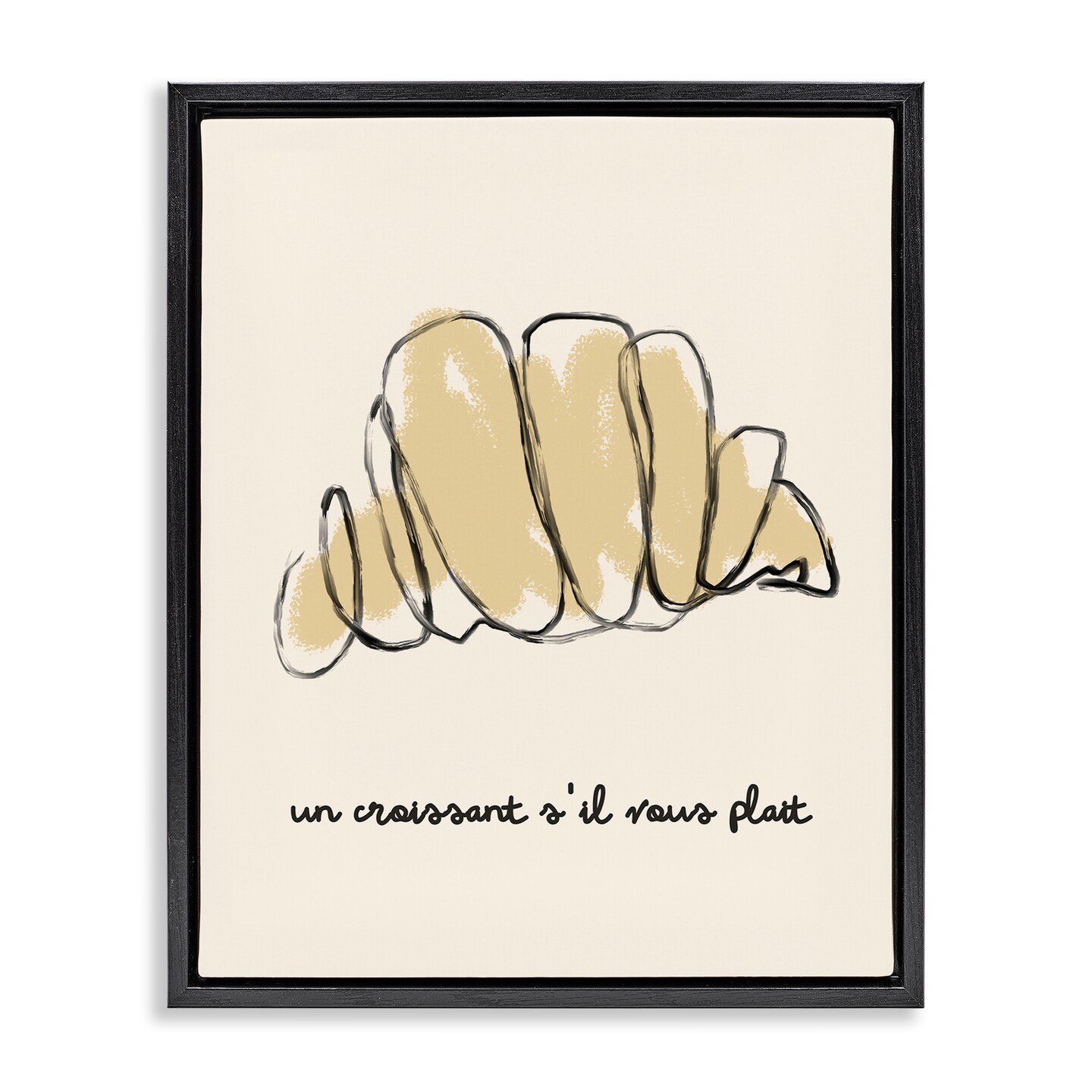 Stupell Industries Modern French Phrase Croissant Floating Frame Design ...