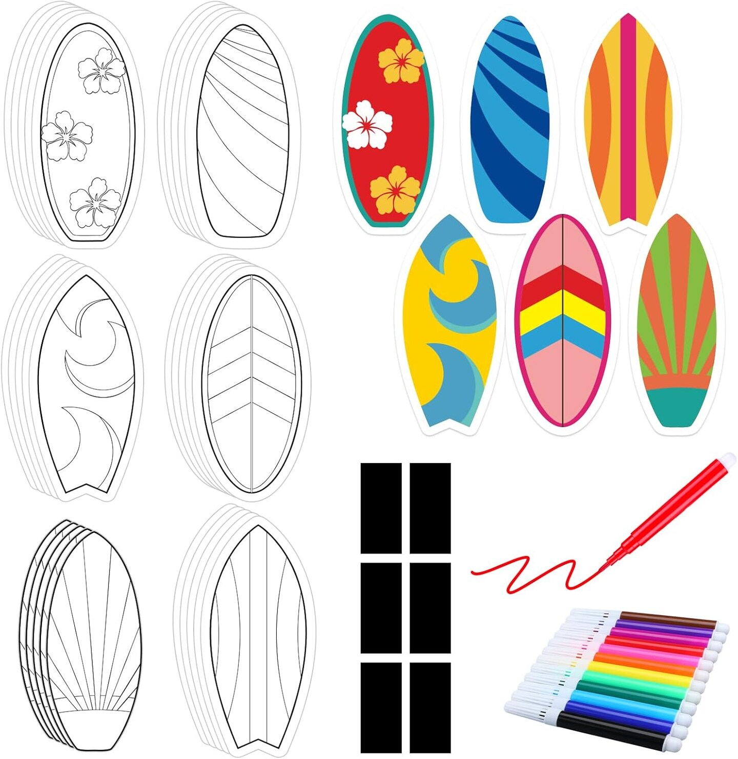 30 Sets Summer Surfboard Crafts for Kids Color Your Own Tropical Magnet ...