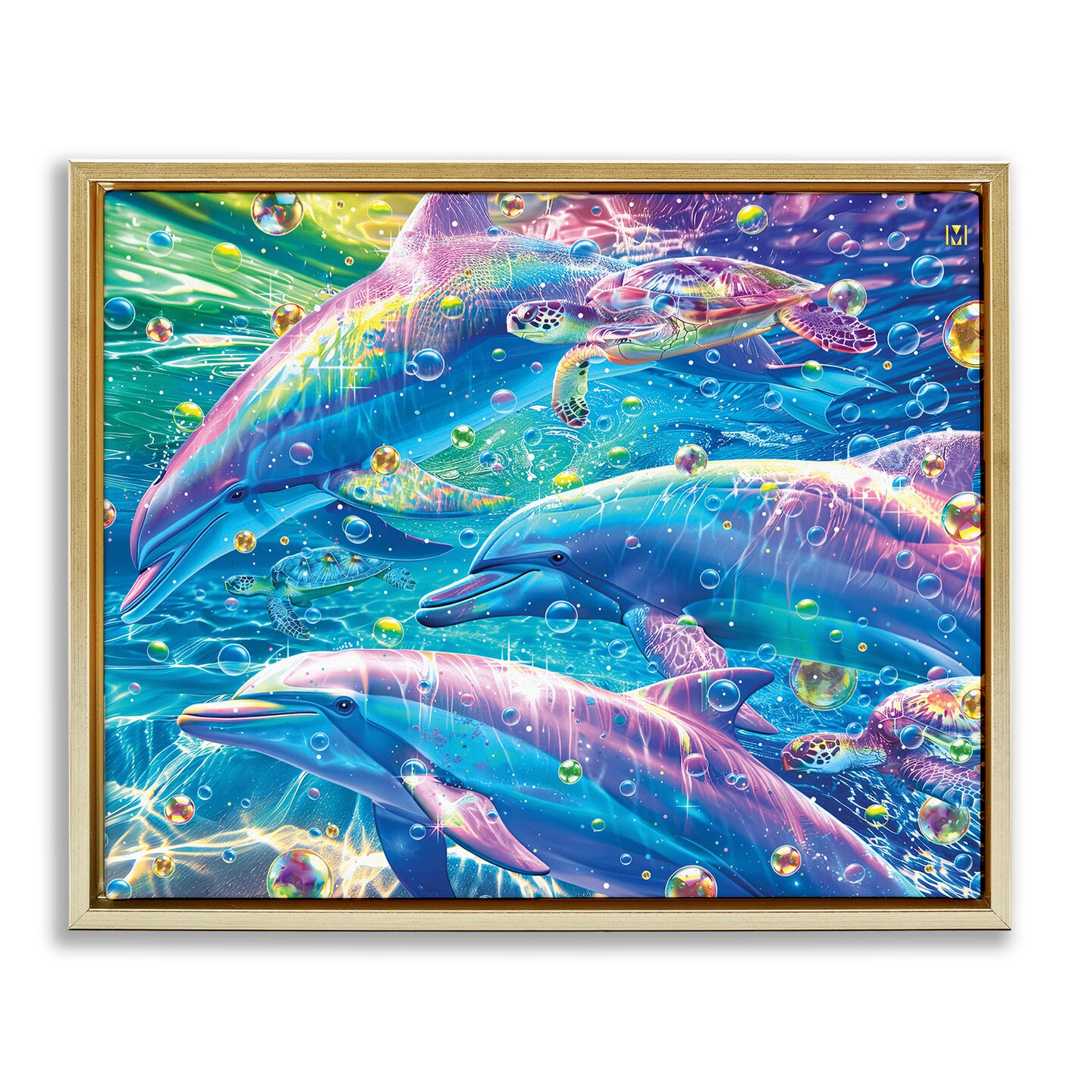 Stupell Industries Chromatic Dolphins Trio Floating Frame Design by ...