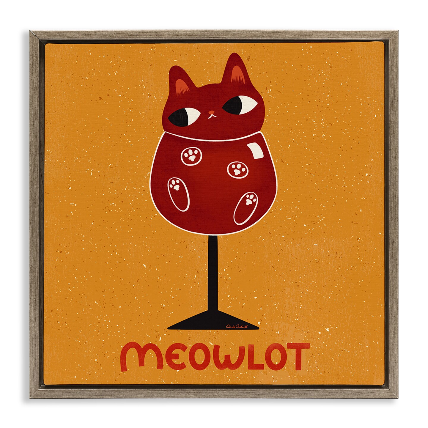 Stupell Industries Meowlot Cat Merlot Floating Frame Design by Carrie ...