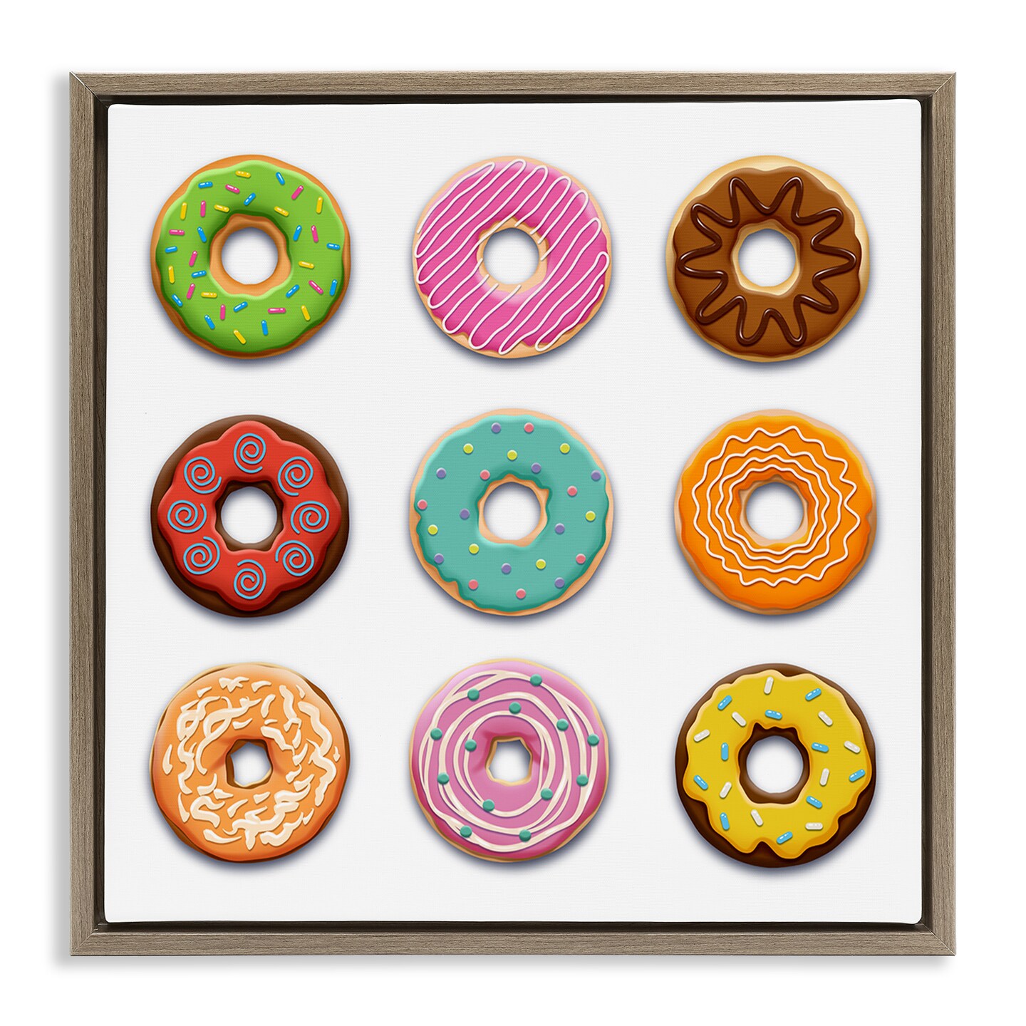 Stupell Industries Delicious Various Donuts Floating Frame Design by ...