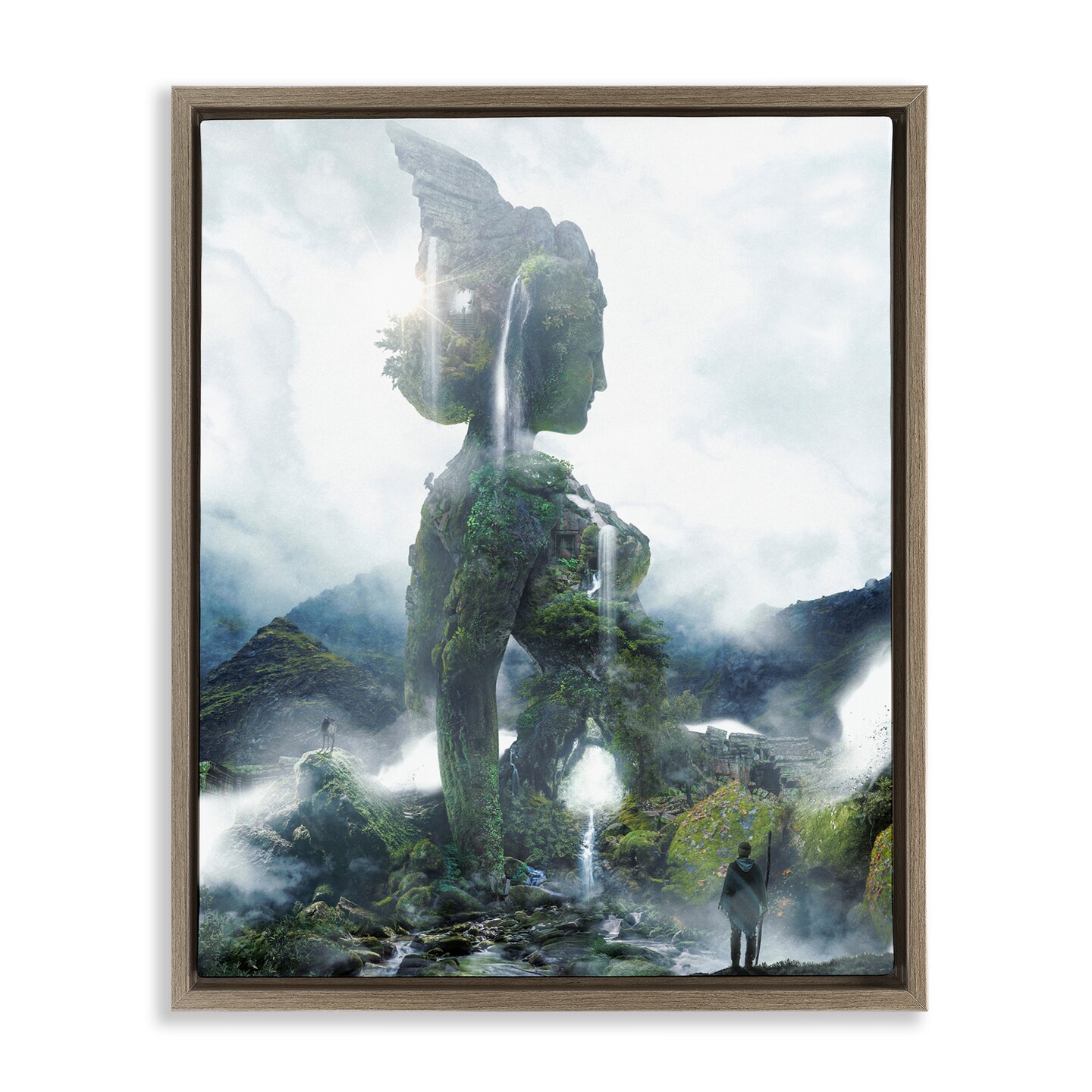 Stupell Industries Mossy Nature Statue of Woman Floating Frame Design ...