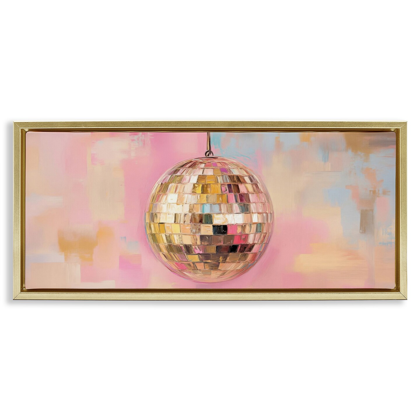 Stupell Industries Gold Hued Disco Ball Floating Frame Design by Nini ...
