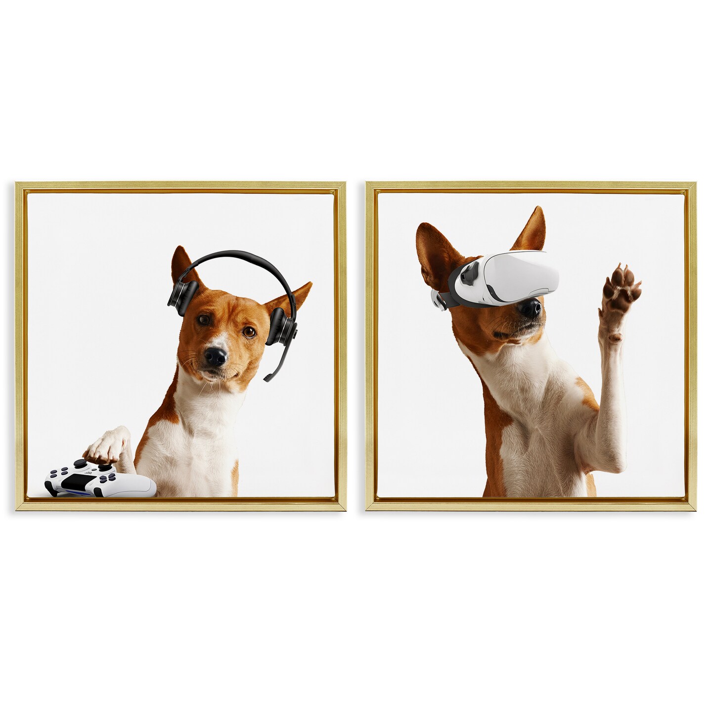Stupell Industries Video Game Dogs with VR 2pc Floating Frame Set ...