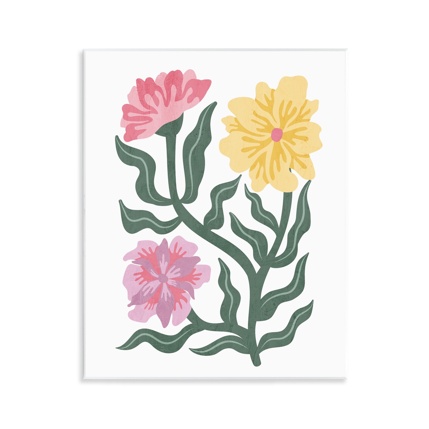 Stupell Industries Modern Blooms with Curved Leaves Wall Plaque Design ...