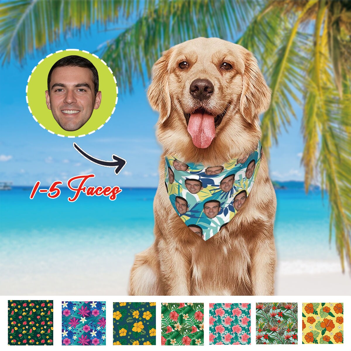 Custom Photo Face Dog Bandana - Human and Pet Face Bandana for Pets ...