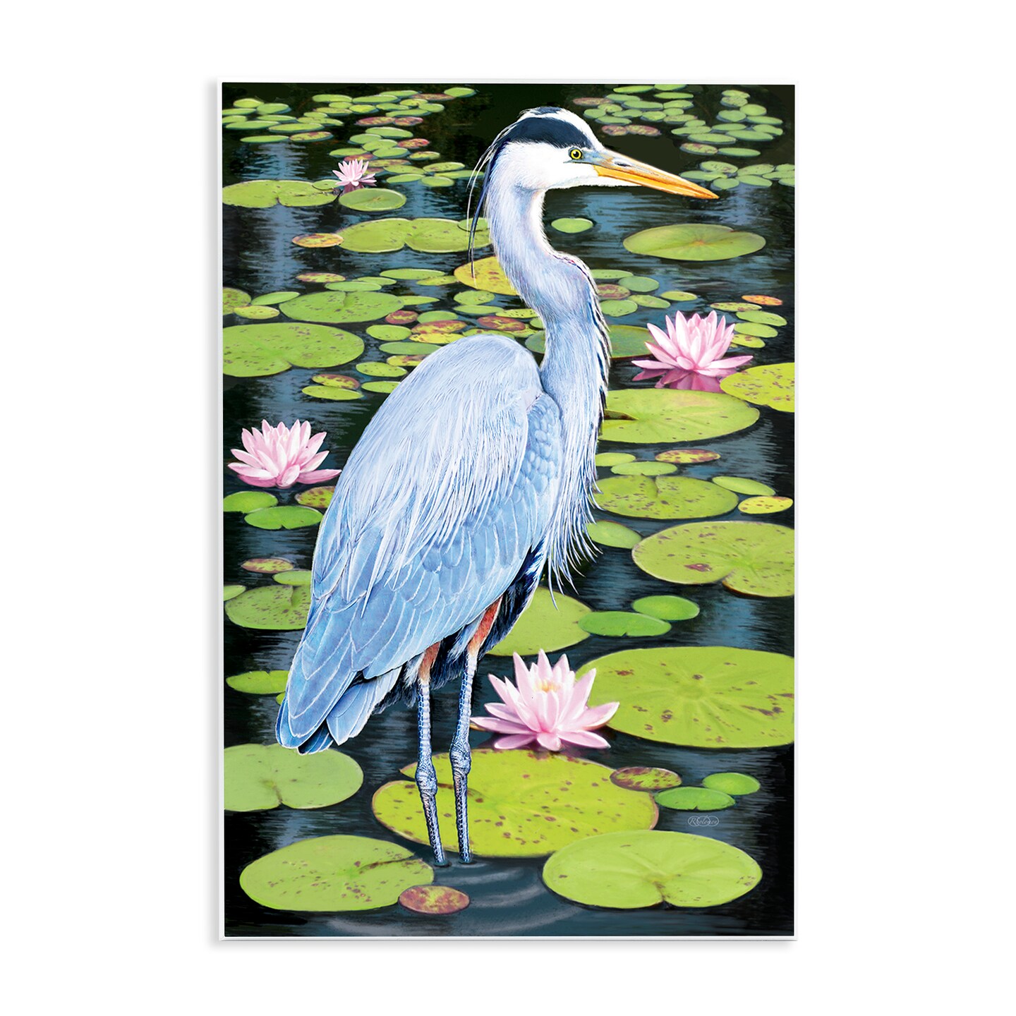 Stupell Industries Heron Among Pond Lilies Wall Plaque Design by ...