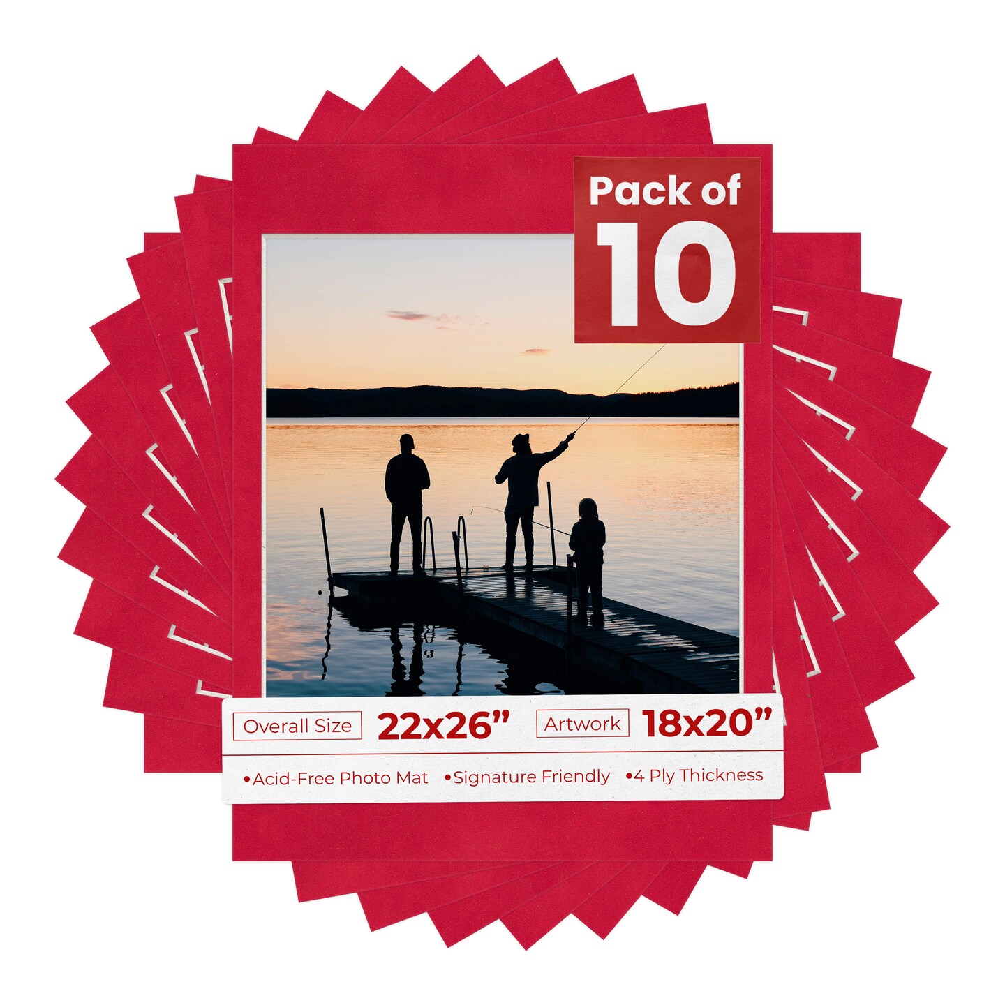 Cherry Red Suede Mat Board for 22x26 Frames - Fits 18x20 Photos, Color ...