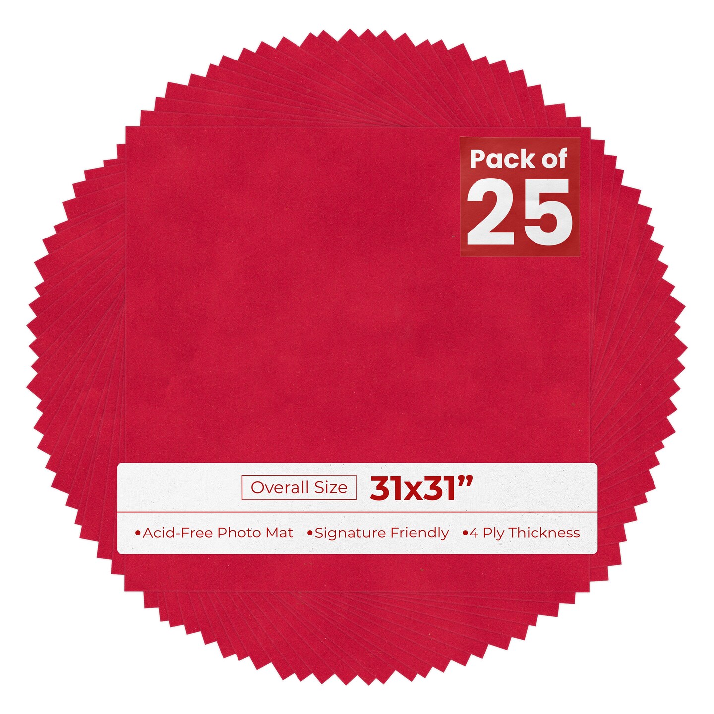 Cherry Red Suede 31x31 Uncut Mat Board - Blank Sheets, No Opening ...