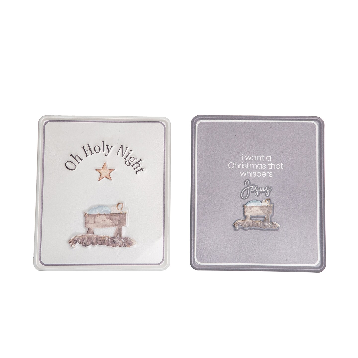 Metal Holy Night Embossed Tin Sign Decor Set of Two Christmas | Michaels