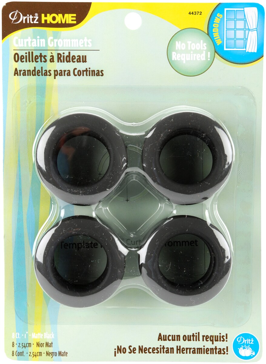 Dritz Home Curtain Grommets 1" Inner Diameter Plastic 8/Pkg-Matte Black ...