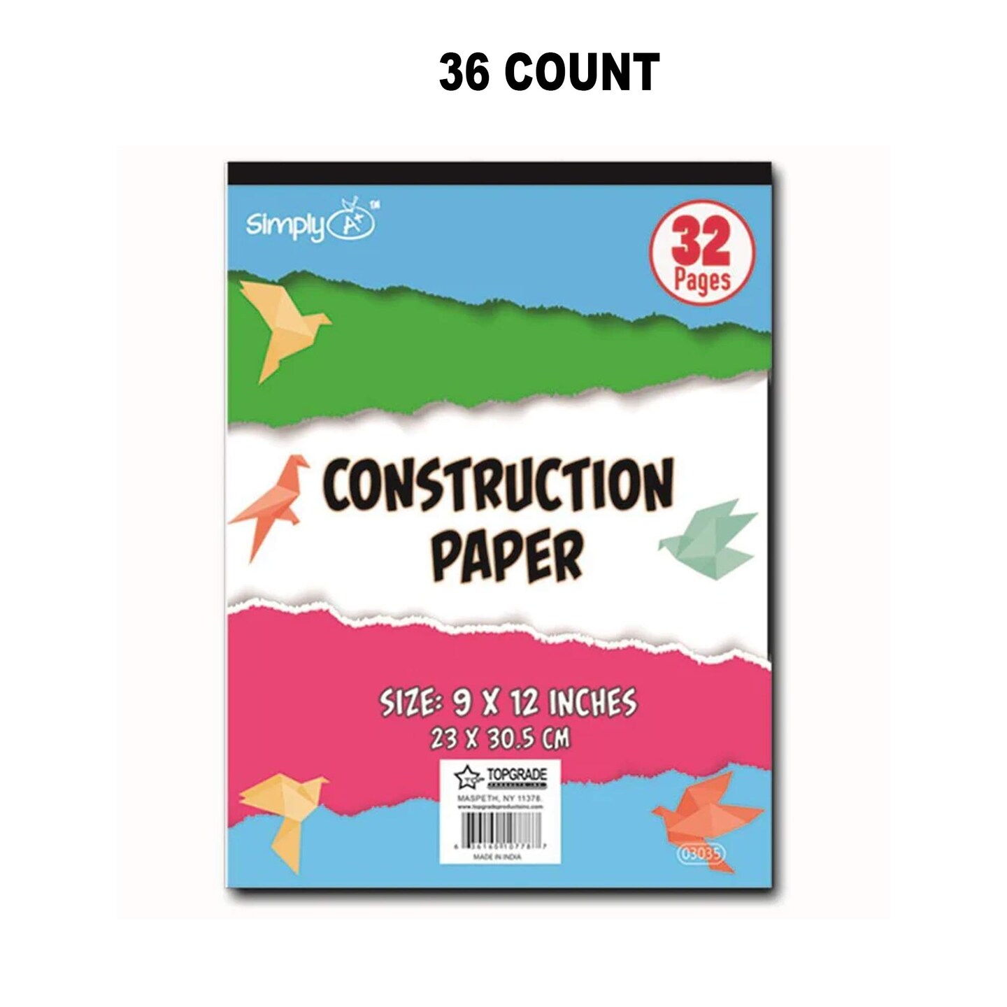 32Ct Construction Pad 9x12 Inches Bright & Durable Paper for Arts and ...