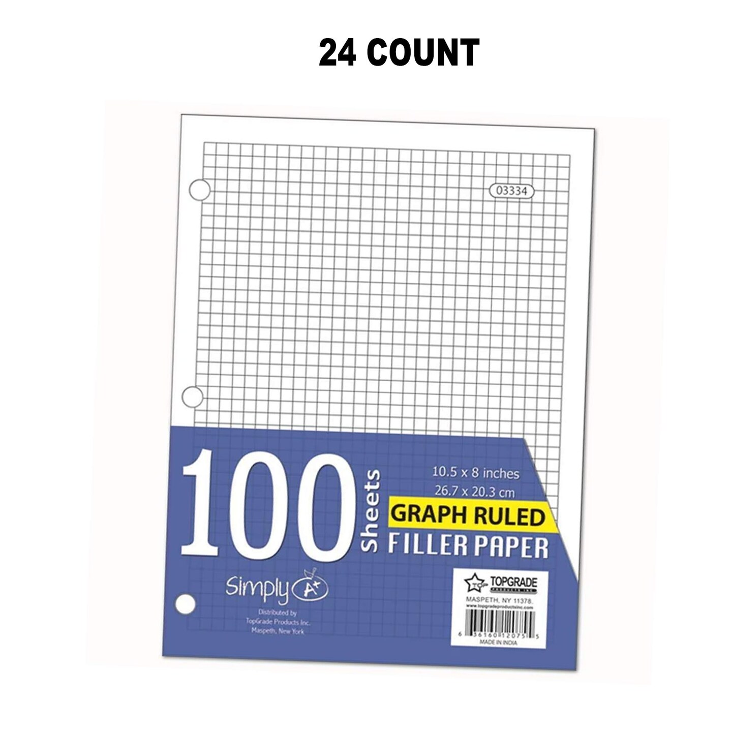 100Ct Graph Filler Paper Quad Ruled for Math Science and Note Taking ...