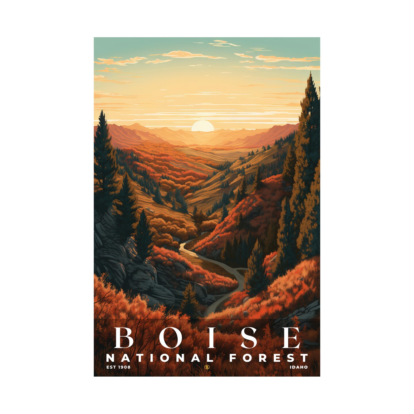 Boise National Forest Poster, Travel Art, Office Poster, Home Decor ...