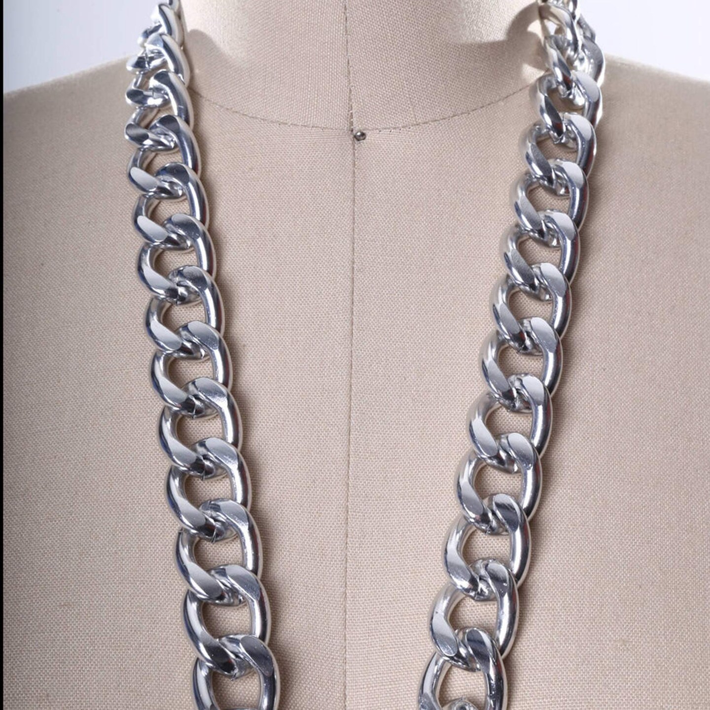 1 Yard 20mm Silver Vogue Shiny Finish Chunky Lightweight Chain Trim for ...