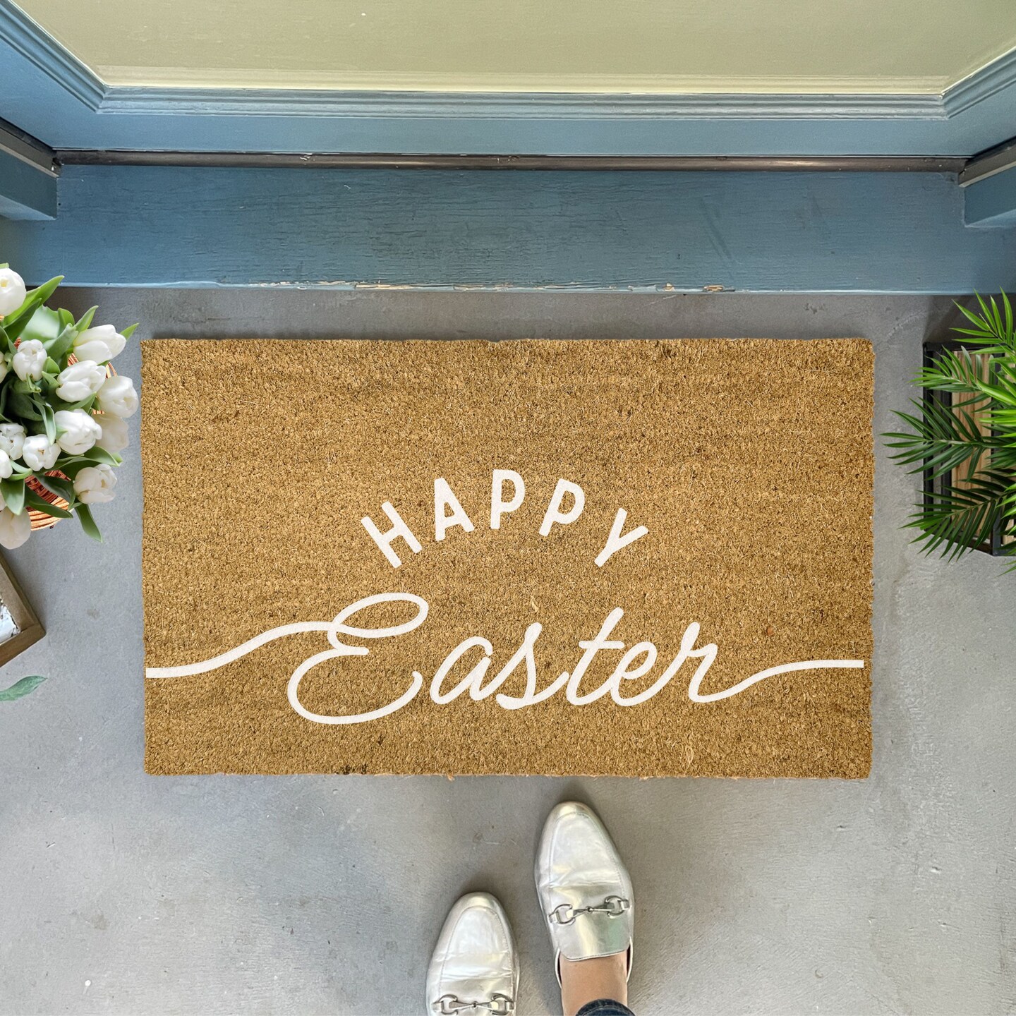 Happy Easter Doormat, Spring Doormat Rug, Easter Door Decor, Outdoor ...
