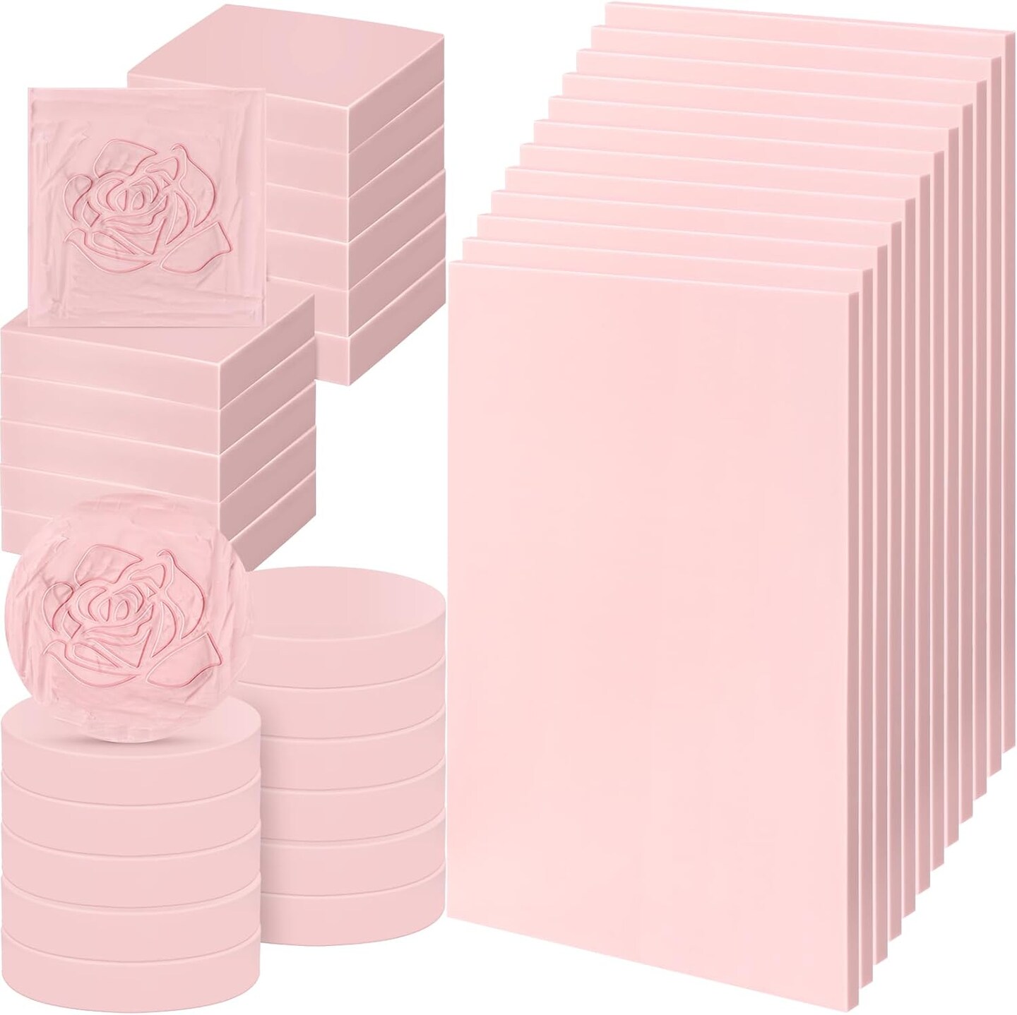 18 Pcs Rubber Stamp Carving Blocks Pink Soft Linoleum Blocks Round ...